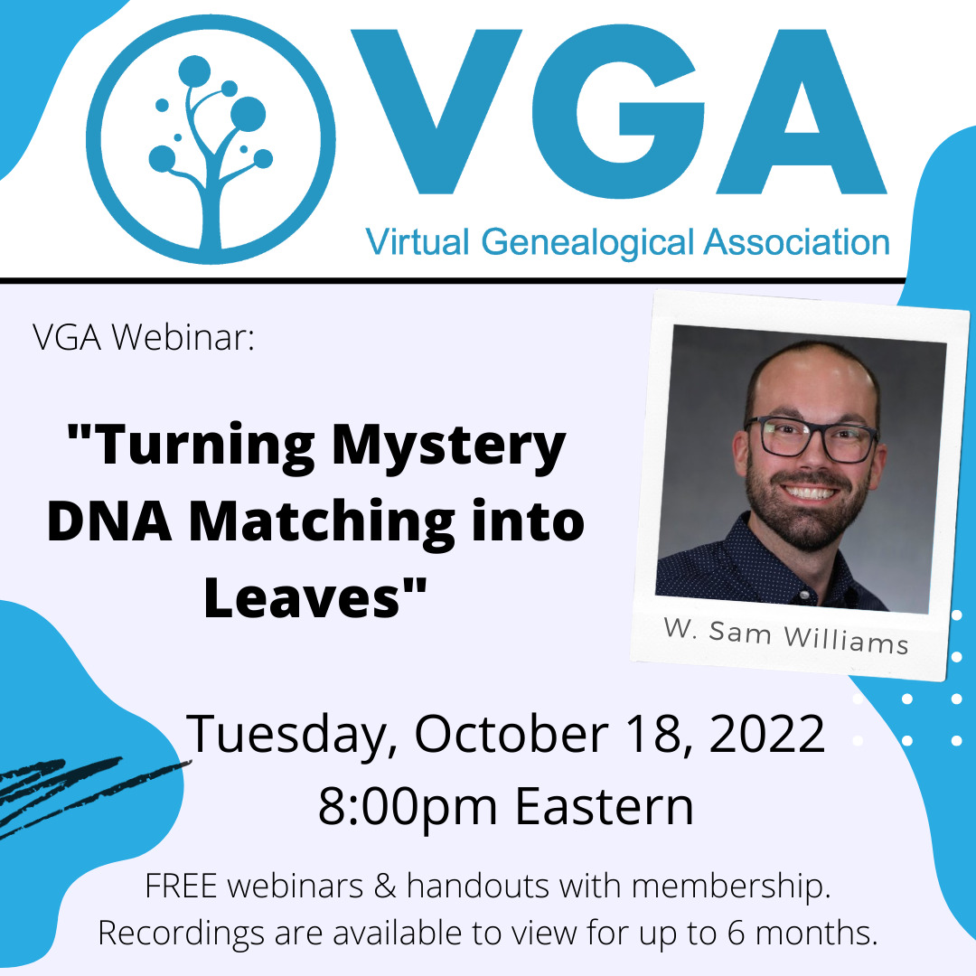 VGA Speaker: Sam Williams - Virtual Genealogical Association